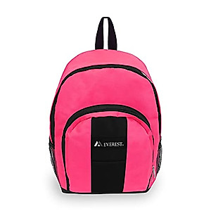 Everest Luggage Backpack with Front and Side Pockets, Hot Pink/Black, Large