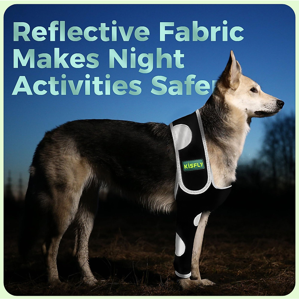 KISFLY Dog Elbow Brace Prevents Elbow Hygroma, Elbow Calluses, Arthritis, Dysplasia and Pressure Sores, with Reflective Material Makes Night Activities Safer- Right Leg L
