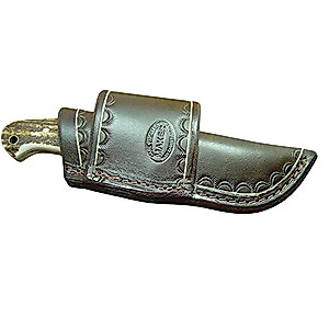Puma SGB Sp Drop Point Custom Cross Draw Knife Sheath Tooled and Dyed Brown