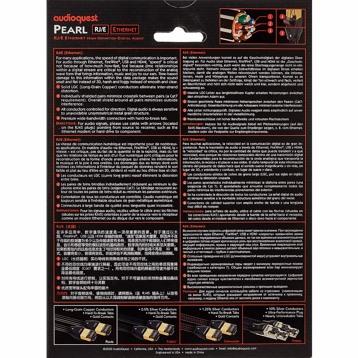 AudioQuest 0.75 m RJ/E Pearl Cat 7 Black Networking Cable – Networking Cables (0.75 m, Cat 7, RJ45, RJ45, Black)