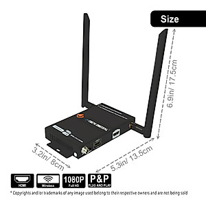 J-Tech Digital Wireless HDMI Extender 1080p up to 660 ft Extension, Transmitter & Receiver Kit Selectable Frequencies to Limit Interference, IR Remote Control (up to 4 Sets)