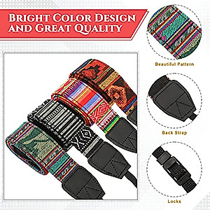 Saintrygo 4 Pieces Woven Vintage Camera Strap for All DSLR SLR Camera Universal Neck Shoulder Strap for Men Women Photographers, 4 Styles