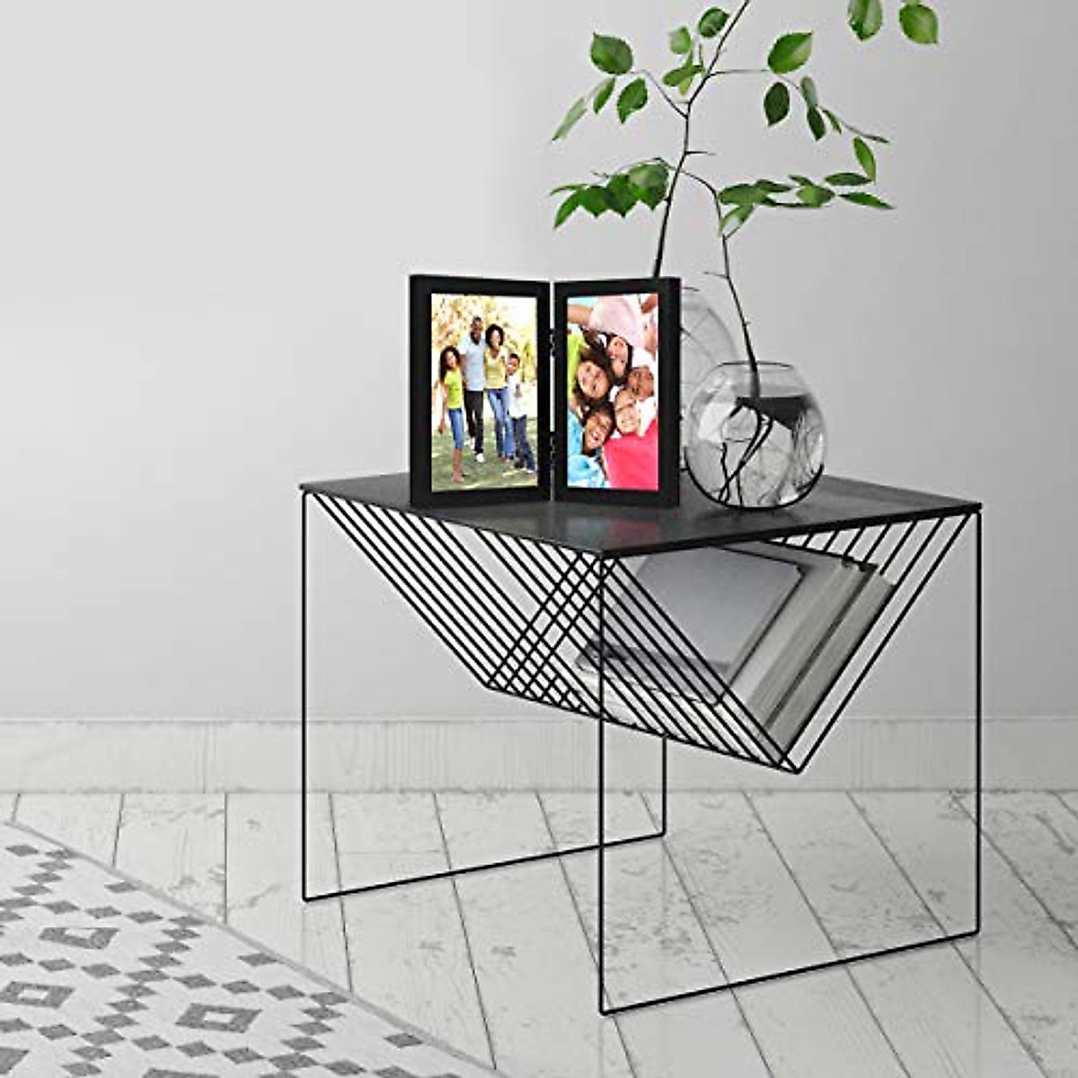 Americanflat Hinged 8x10 Picture Frame in Black - Double Picture Frame with Engineered Wood and Shatter Resistant Glass for Tabletop Display
