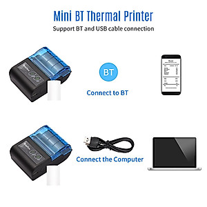 YEEHOU Portable Mini Thermal Printer Wireless USB Receipt Bill Ticket Printer 58mm U7H6