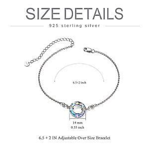 AOBOCO Sterling Silver Bracelet for Friends Female Womens Crystal Bracelet Gifts