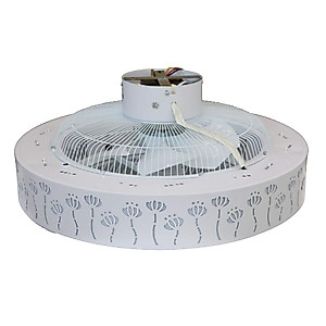 WUPYI Ceiling Fan with Light and Remote Control,22 Inch Modern LED Semi Flush Mount Light Fandelier,Hollow Shade Design,7 Acrylic Blades,3 Colors 3 Speeds,64W,Enclosed Fan,Quiet Motor