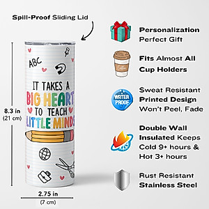 Fleur&Bay Teacher Appreciation Gifts for Women - Personalized Teacher Tumbler With Straw - Daycare Preschool Birthday Back to School Gifts Ideas - Customized Cup With Name - 20 oz Travel Coffee Mug