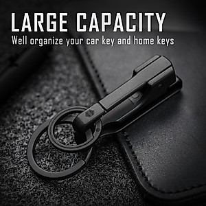 KeyUnity KS02BK EDC Belt Keychain Clip Quick Release, Stainless Steel Duty Belt Key Ring Holder for Pants, Jeans, Trousers (PVD Black)
