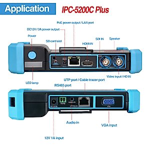 Rsrteng IP Camera Tester with Cable Tracer, IPC-5200C Plus 8MP AHD CVI TVI SDI CVBS IP Camera Test 4K HD Display Video Monitor 5.4 inch IPS Touch Screen IPC Tester Support POE PTZ RS485 HDMI & VGA