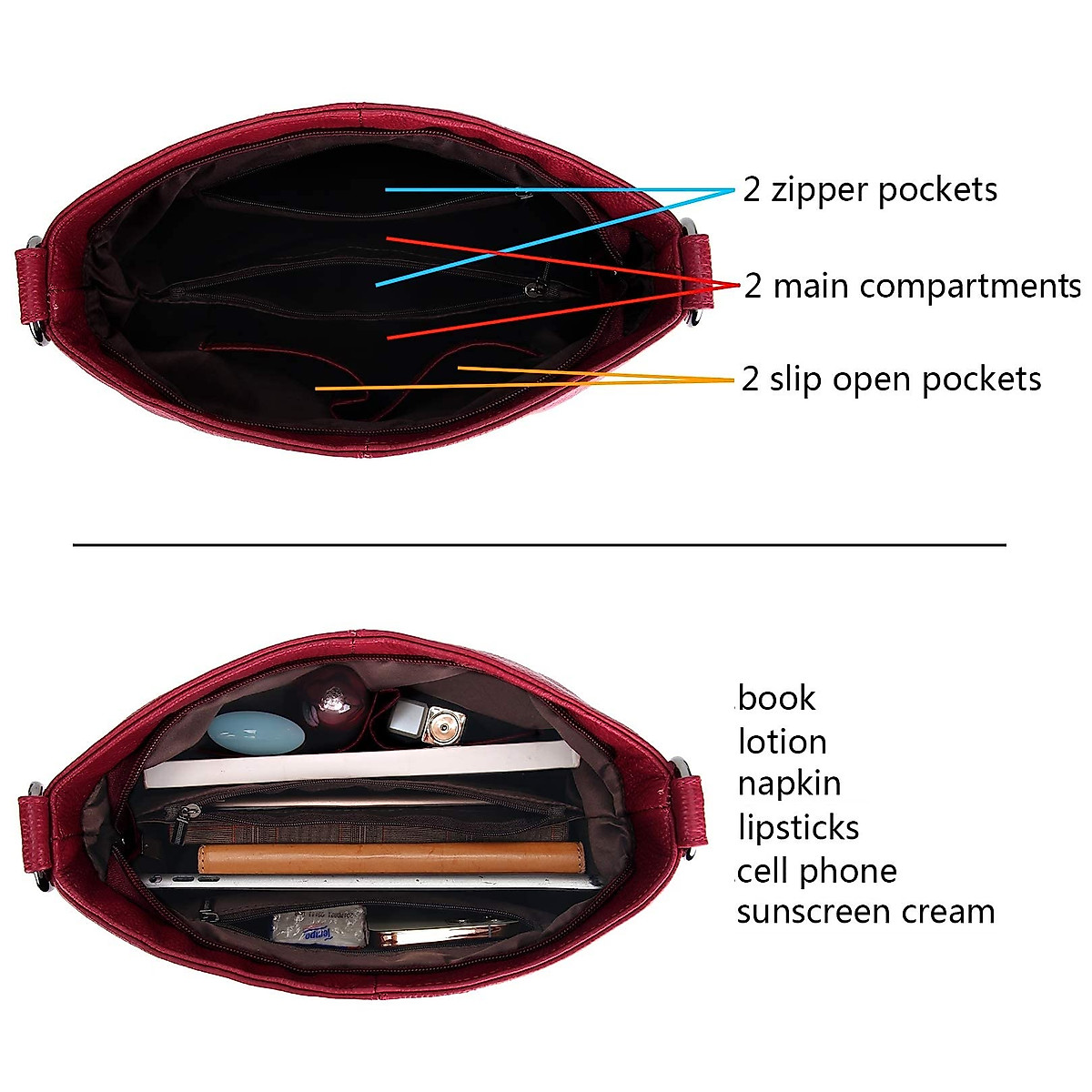 YALUXE Shoulder Bag Genuine Leather Tote Handbag Crossbody Bags for Women