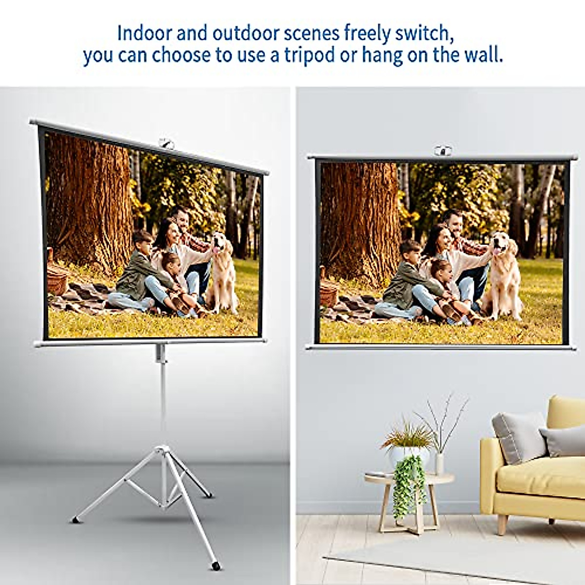 TRMESIA Portable Projector Screen 72inch with Foldable Tripod Stand,Upgrade Movie Screen for Projector,Pull Down Projection Screen 4:3 Ratio Screens & Carry Case Bag for Indoor Outdoor Movie Night