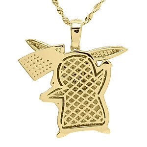 AryanJewels 1.00 Ct Round Cut Multi-Color Diamonds Pokemon Pikachu Women's Charm Pendant Necklace 925 Sterling Silver 14K Yellow Gold Over