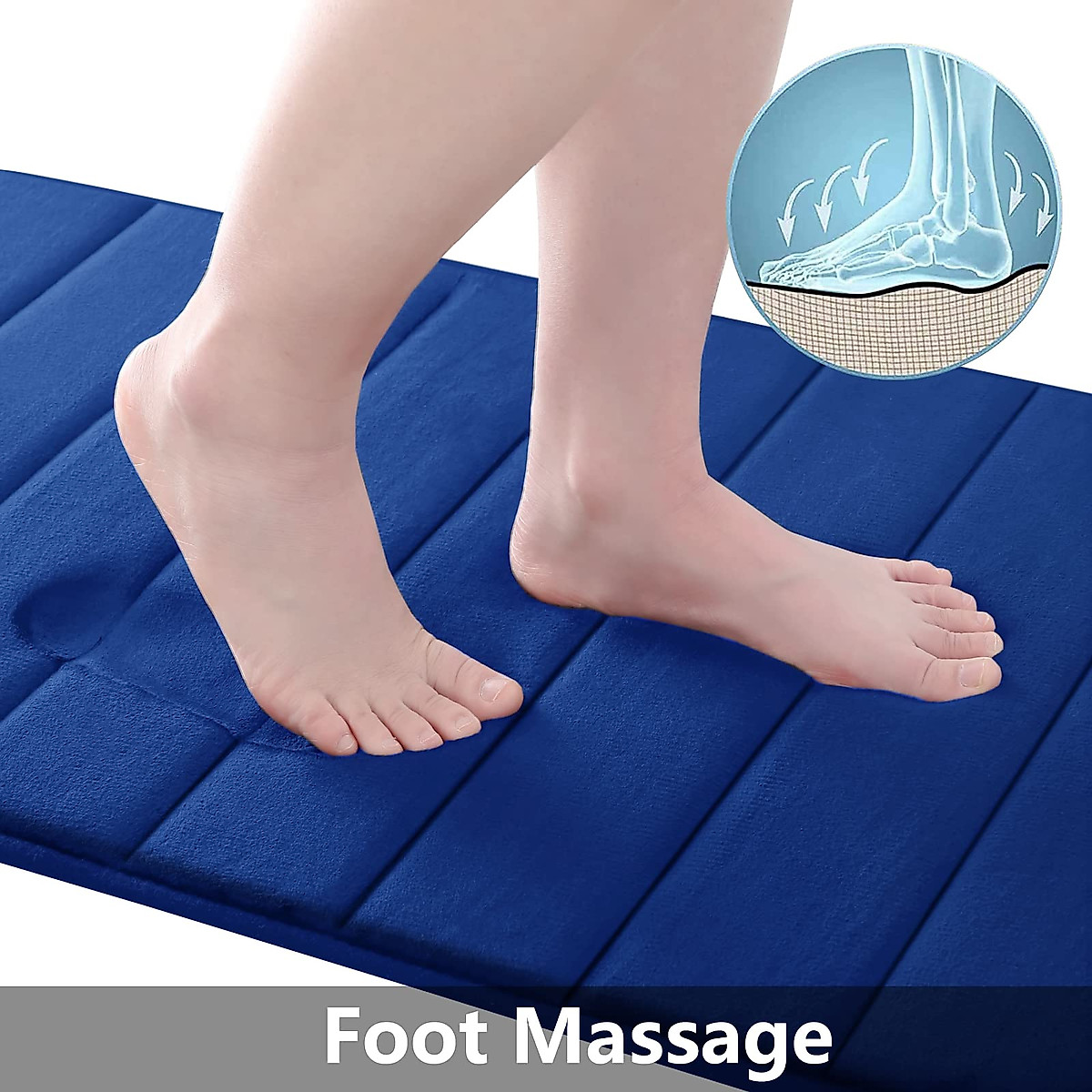 Buganda Memory Foam Bath Mat Rug, 30" x 20", Ultra Soft and Non-Slip Bathroom Rugs, Water Absorbent and Machine Washable Bath Rug for Bathroom, Shower, and Tub, Navy Blue