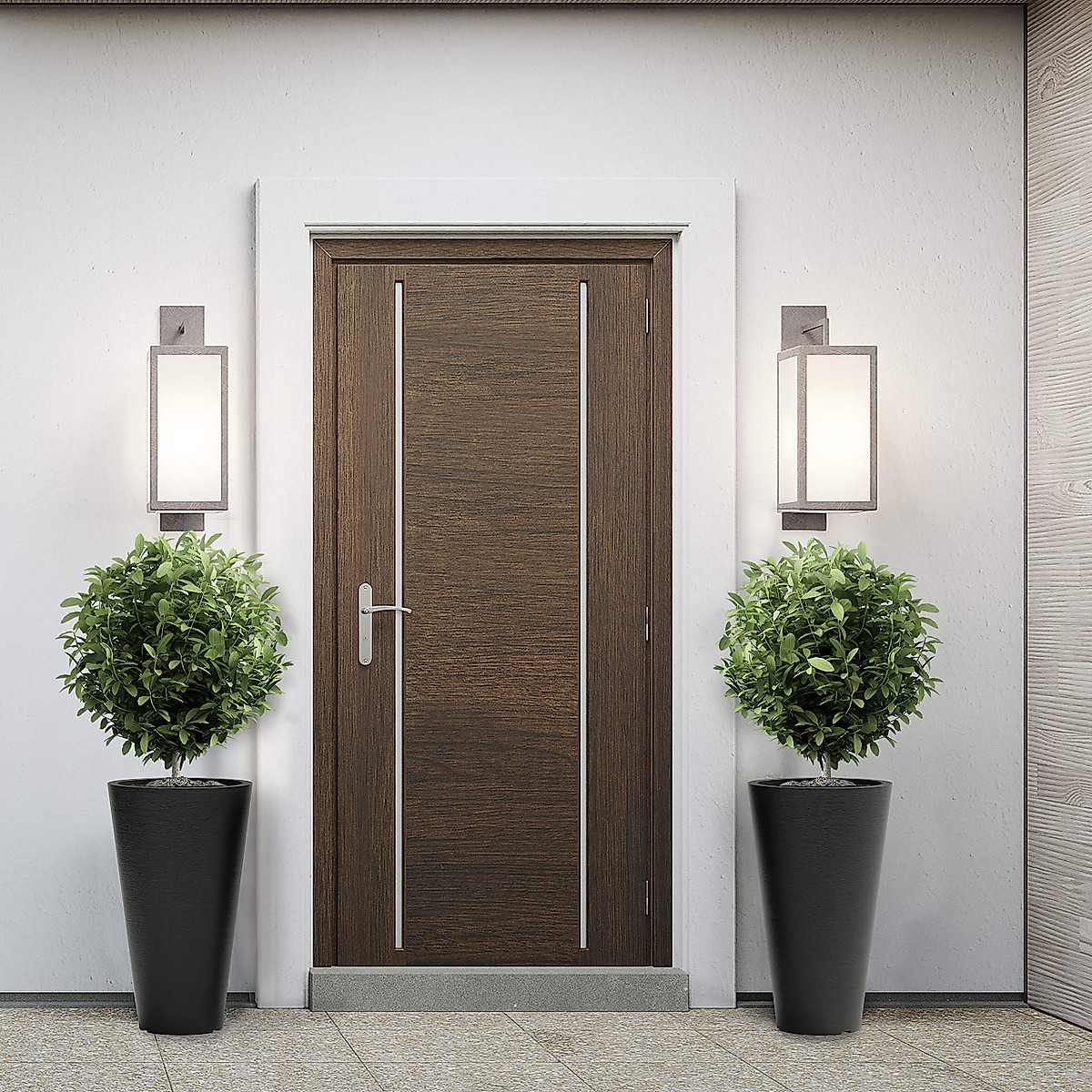 Verel Set of 2 Tall Outdoor Planters - 24 Inch Large with Small Planting Pots – Indoor and Flower for Front Door, Patio Deck (Black)