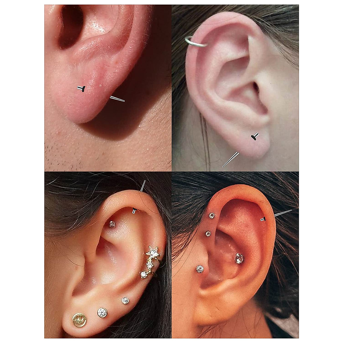 Vsnnsns 8G 316L Surgical Stainless Steel Ear Gauges Stretching Kit Plugs Tapers Insertion Pin for Earrings Nose Rigns Navel Nipple Lip Tongue Rings Jewelry Stretcher Piercing Stretching Kit Tools