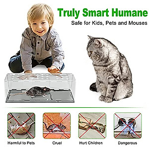 LUOJIBIE Mouse Trap, Humane Mouse Traps Indoor for Home, No See Kill, Reusable Live Mouse Traps Catch and Release, Durable Rat Traps Pest Control Traps for Rodent Mole Gnat Mice Vole (1 Pack)