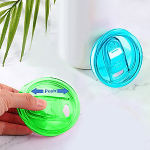 2 Pcs 20 oz Skinny Replacement Lids Tumbler Replacement Lids Plastic Splash Resistant Lids Covers Spill Proof Skinny Tumbler Lid Cup Covers for Mouth Tumbler Cooler Cup (Green, Light Blue)