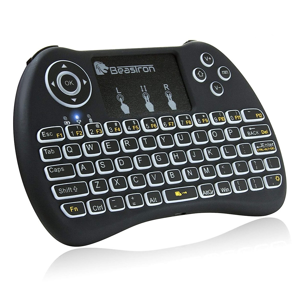 Beastron (Upgraded) 2.4G Mini Wireless Keyboard with Touchpad Mouse＆QWERTY Keyboard, Backlit Portable Keyboard Wireless with Remote Control for Laptop,PC,Google Android TV,Xbox,PS3/4 .Black