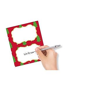 Table Place Card, Christmas Themed Tent Style Cards, Pack of 25 Half-Fold Reception Place Card, Perfect for Christmas Party, Wedding, Bridal & Baby Shower, Birthday, Banquet and Special Events B04