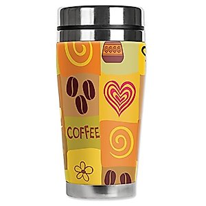 Mugzie "I Love Coffee" Stainless Steel Travel Mug with Insulated Wetsuit Cover, 20 oz, Black