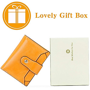 GOIACII Women Wallet RFID Blocking Leather Small Bifold Zipper Pocket Wallet Compact Card Case Purse with ID Window