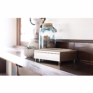 Cottage Garden Beloved Child Champagne Silver Rope Trim Music Box Plays Jesus Loves Me