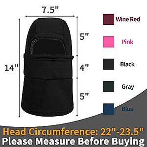 Achiou Winter Balaclava Fleece Hood Ski Mask for Women Kids, Thermal Face Cover Hat Cap Scarf for Cold Weather Black