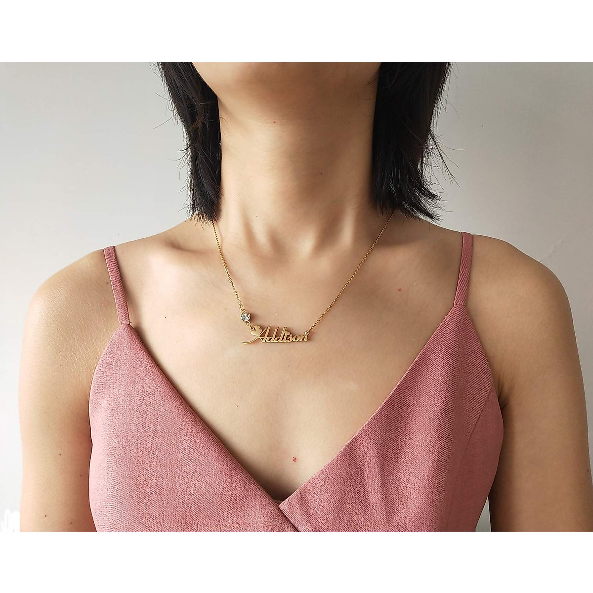 HUAN XUN Custom Any Name Hadassah Necklaces Birthstone Pendant