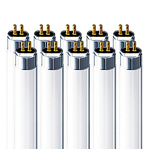 LUXRITE F14T5/830 14W 22 Inch T5 Fluorescent Tube Light Bulb, 3000K Soft White, 60W Equivalent, 1140 Lumens, G5 Mini Bi-Pin Base, LR20856, 10-Pack