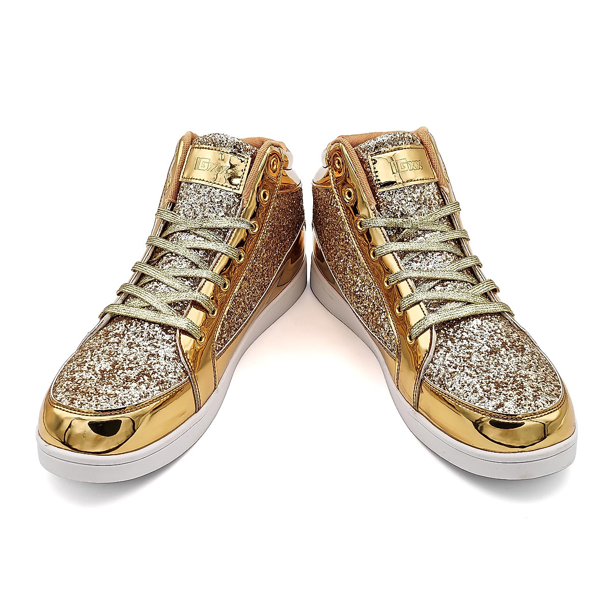 IGxx Glitter Shoes for Men High Top Flashing Party Casual Lace-up Sneakers Men