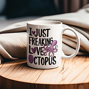 Eali88fa I just Freaking Love Octopus Gift for Octopus Sea Lover,11 oz White (325 ml) Ceramic Coffee Mug
