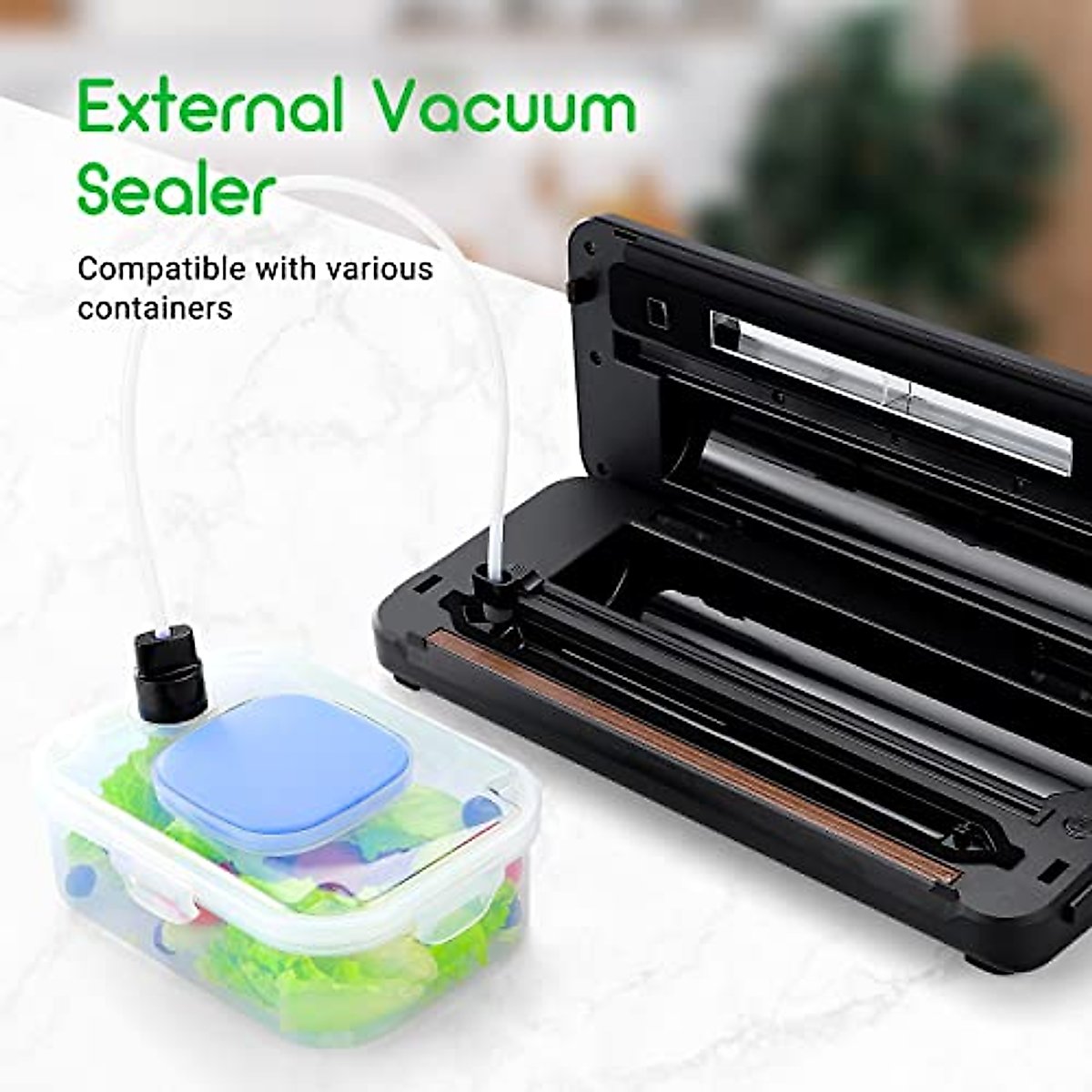 INKBIRD Food Vacuum Sealer Machine, Sealing-Time Countdown& Viewable Window, Automatic Food Sealer, Built-in Cutter and Roll Storage(Up to 20ft), One-Touch Moist Modes for Seasoned Meat, 5-Modes for Daily Need, LED Indicator, Starter Kit with Vacuum Seale