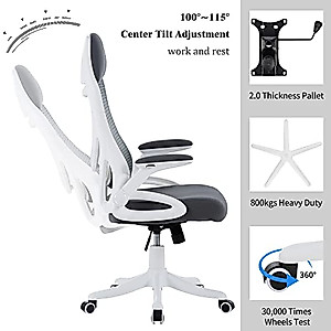 NORDICANA Ergonomic Office Chair - Swivel Desk Chair with Adjustable Armrest, Lumbar Support - Mesh High Back Computer Gaming Chair, Home Office Chairs, Executive Revolving Chair (Grey)