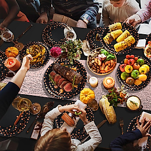 Capoda Black and Rose Gold Party Supplies Serve 24 Guest Rose Gold Dot on Black Paper Plate Napkin Cup Disposable Tablecloth Sequin Table Runner Cutlery for Wedding Bridal Shower Birthday Decorations