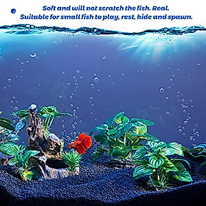 Ameliade Betta Aquarium Cave Decorations & Fish Tank Artificial Silk Plants Leaf Pad Hammock Hides Decor Small Fish Bowl Accessories Beta Toys (2PCS)