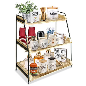 Megsooul Coffee Station Organizer,Coffee Bar Accessories and Organizer Countertop, Bathroom & Kitchen Countertop Organizer Storage, 3 Tier Countertop Shelf for Bathroom, Kitchen, Coffee Bar,Office