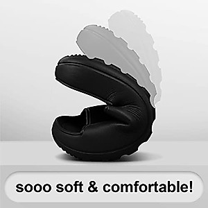 Leisurely Pace Cloud Slides for Women Men Squishy Pillow Sandals Lightweight Shower Shoes Summer Slippers with Comfort Black 8.5-9 Women/7-7.5 Men