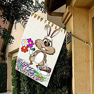 Easter Welcome Garden Flag 12×18 Inch Double Sided Bunny Flower Egg Outside Vertical Holiday Yard Flag