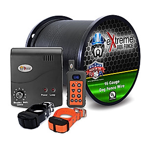 Electric Dog Fence + Remote Trainer - 2 Dog / 1000' of 16 Gauge Underground Dog Fence Wire (Up to 1 Acre) - Dual Solution to Contain and Train Your Dog(s) with a Single Collar…