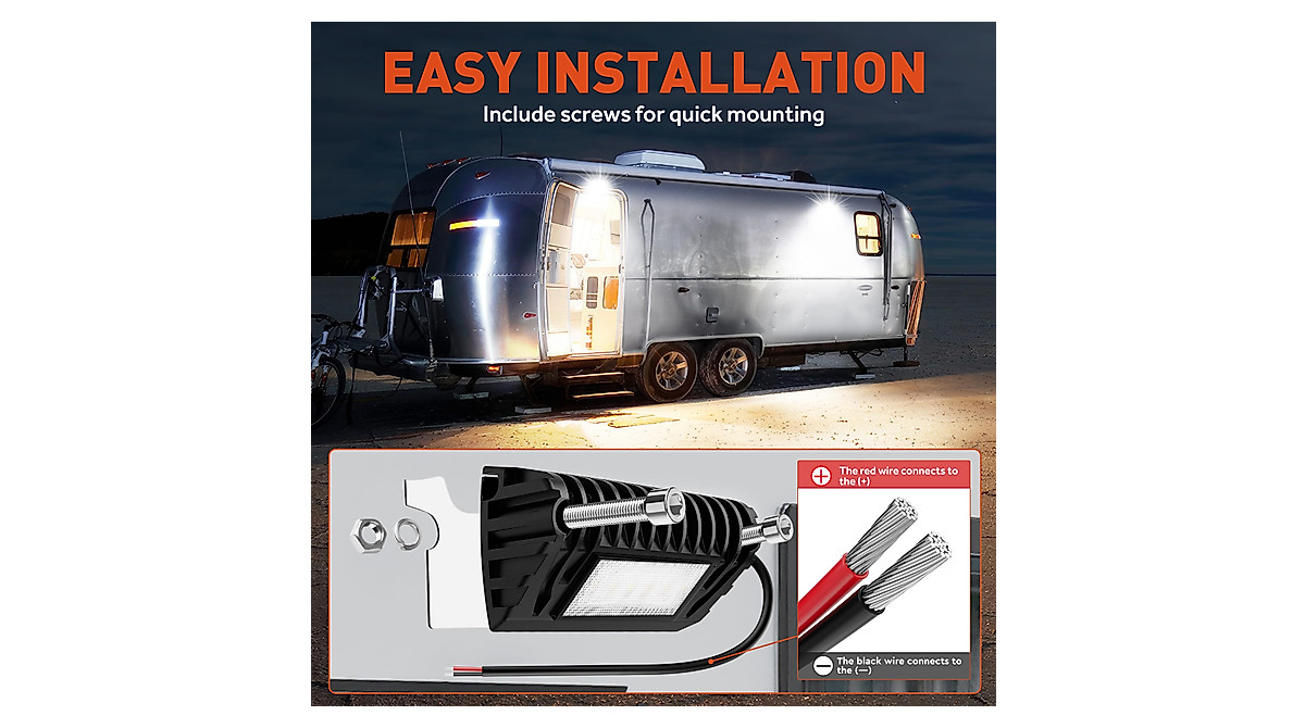 SnowyFox LED RV Porch Light - Bright 750 Lumen Outdoor Trailer Light