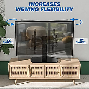 Universal Swivel Table Top TV Stand Base Replacement for 27 32 37 39 40 43 49 50 55 60 Inch LCD LED Flat Screens up to 88 lbs, Height Adjustable Pedestal TV Mount with Tempered Glass Base