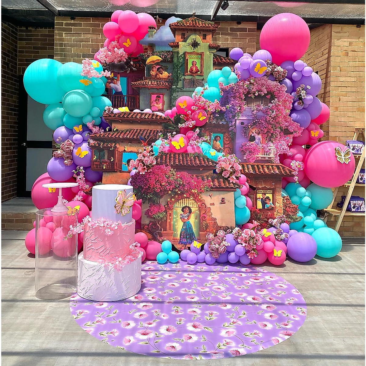 Encanto Balloon Garland Arch Kit, Magic House Mirabel Theme With Hot Pink Purple Balloons For Moana Birthday Girl's Baby Shower Bridal Shower Wedding Valentine Party Decorations