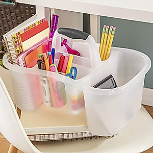 Sterilite 15878606 Bath Caddy, Clear Caddy w/ Black Insert, 6-Pack