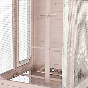 TRIXIE Outdoor Bird Aviary, 67-in Wooden Birdcage, 2 Perches, Ideal for Small Birds, Finches, Gray, (55952)