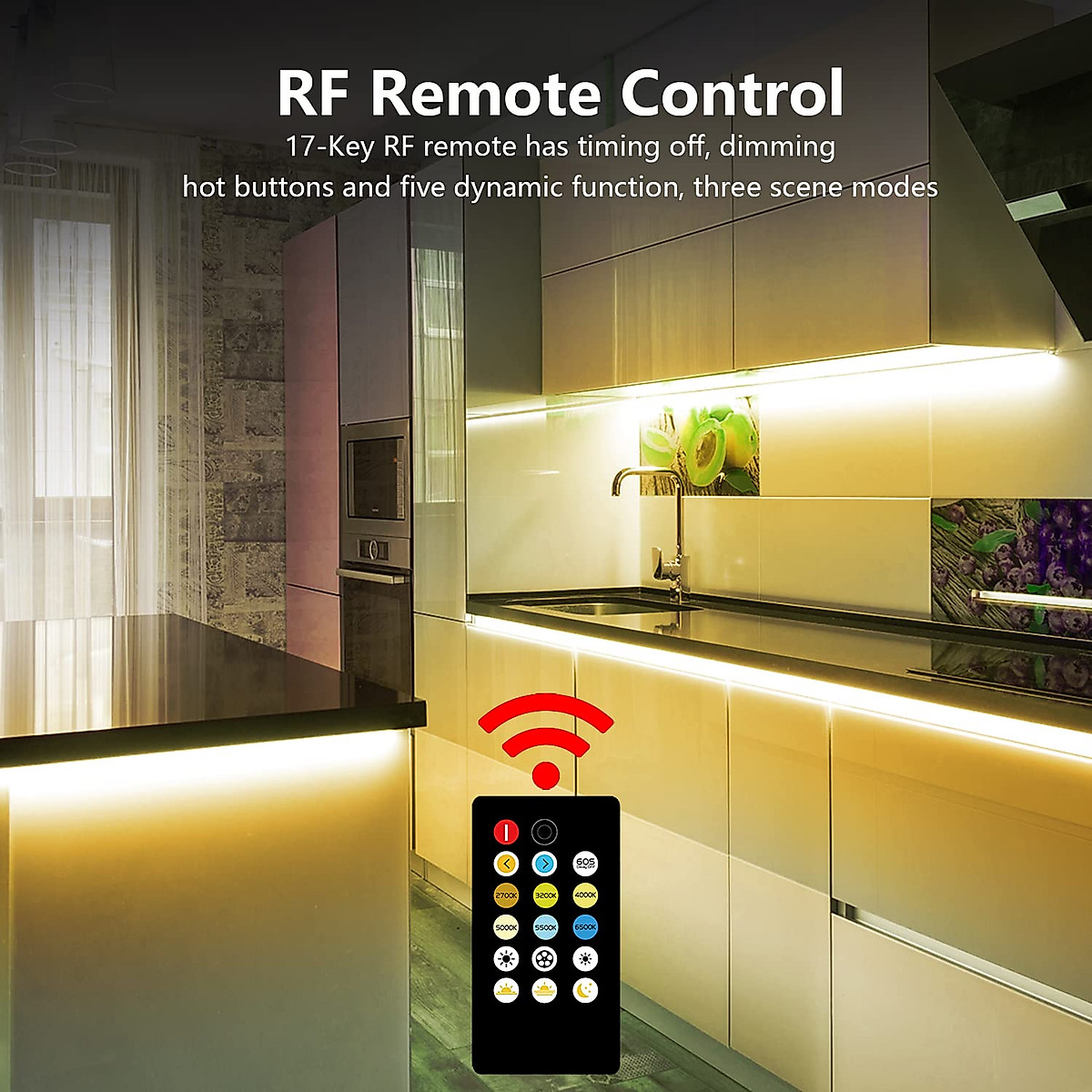 DAYBETTER Under Cabinet Lights, 6 PCS Under Cabinet Lighting with Remote, Dimmable LED Strip Lights for Bedroom, LED Lights for Kitchen Cabinet, Counter Shelf 2700K-6500K Warm to Daylight White, 9.8ft