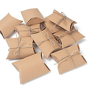 Shindel Pillow Box, 3.5"x2.6"x1", 50 PCS Small Gift Boxes Candy, Jewelry Packaging Boxes Mini Kraft Boxes Wedding Present Thanksgiving Day Treat Boxes