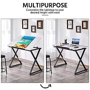 Yaheetech Drafting Table for Artists Art Desk Drawing Painting Studying Table w/Tilted Tabletop Art Craft Work Station for Adults Teens Home Office School Use
