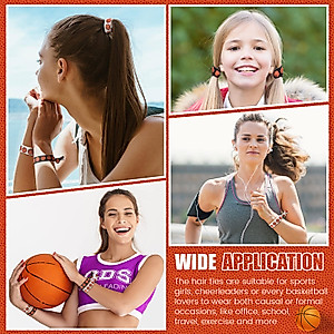 Hanaive 20 Pcs Basketball Hair Ties Basketball Hair Bands Elastic Ponytail Holders No Crease Ribbon Basketball Hair Accessories for Party Team