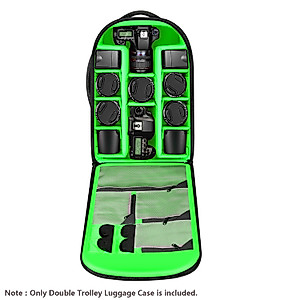 Neewer 2-in-1 Convertible Wheeled Camera Backpack Luggage Trolley Case with Double Bar, Anti-Shock Detachable Padded Compartment for SLR/DSLR Cameras, Tripod, Lens and Other Accessories (Black/Green)