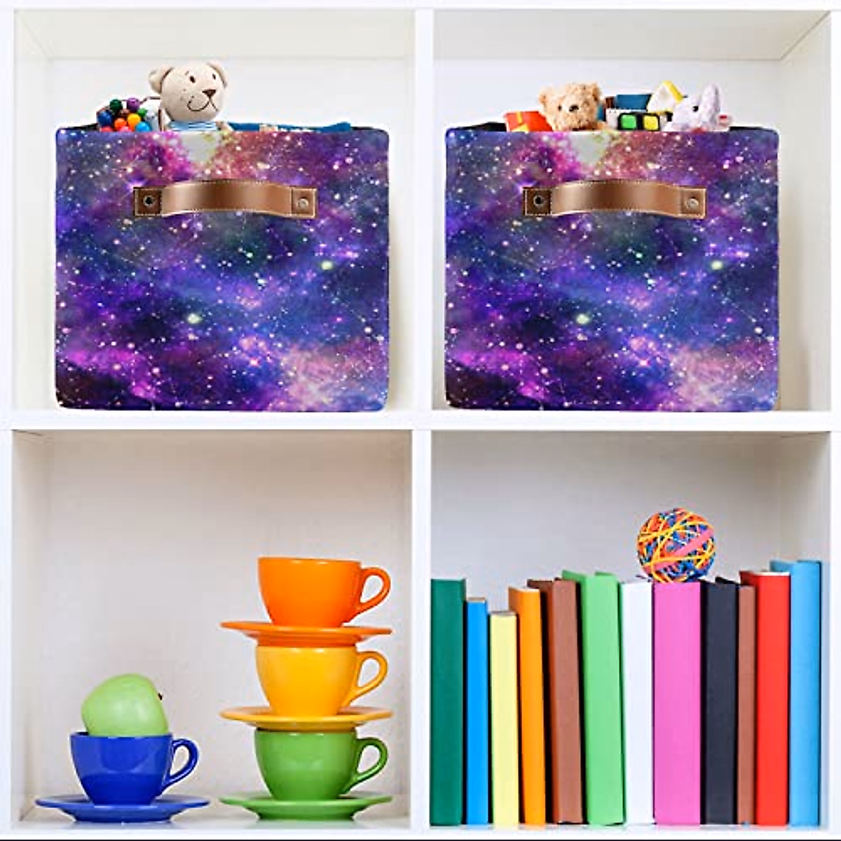 Galaxy Space Star Nebula Storage Bin Canvas Toys Storage Basket Bin Large Storage Cube Box Collapsible with Handles for Home Office Bedroom Closet Shelves,1 pc